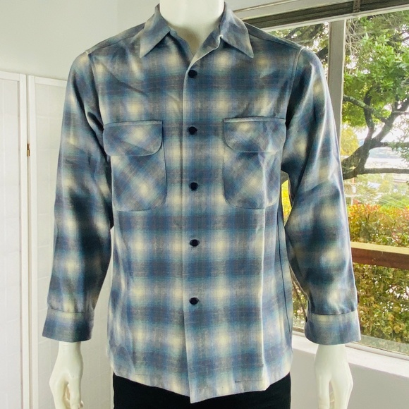 Pendleton | Shirts | Vintage Mens Pendleton Blue Shadow Plaid Board ...